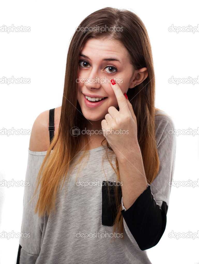 Woman pointing her eye Stock Photo by ©AsierRomeroCarballo 47428547