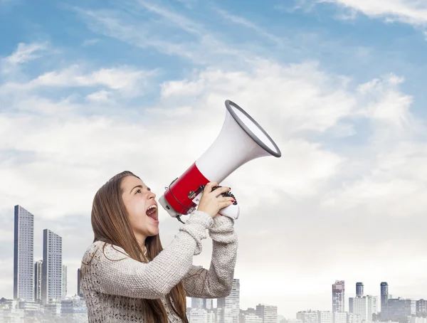 Woman with megaphone - Stock Image - Everypixel