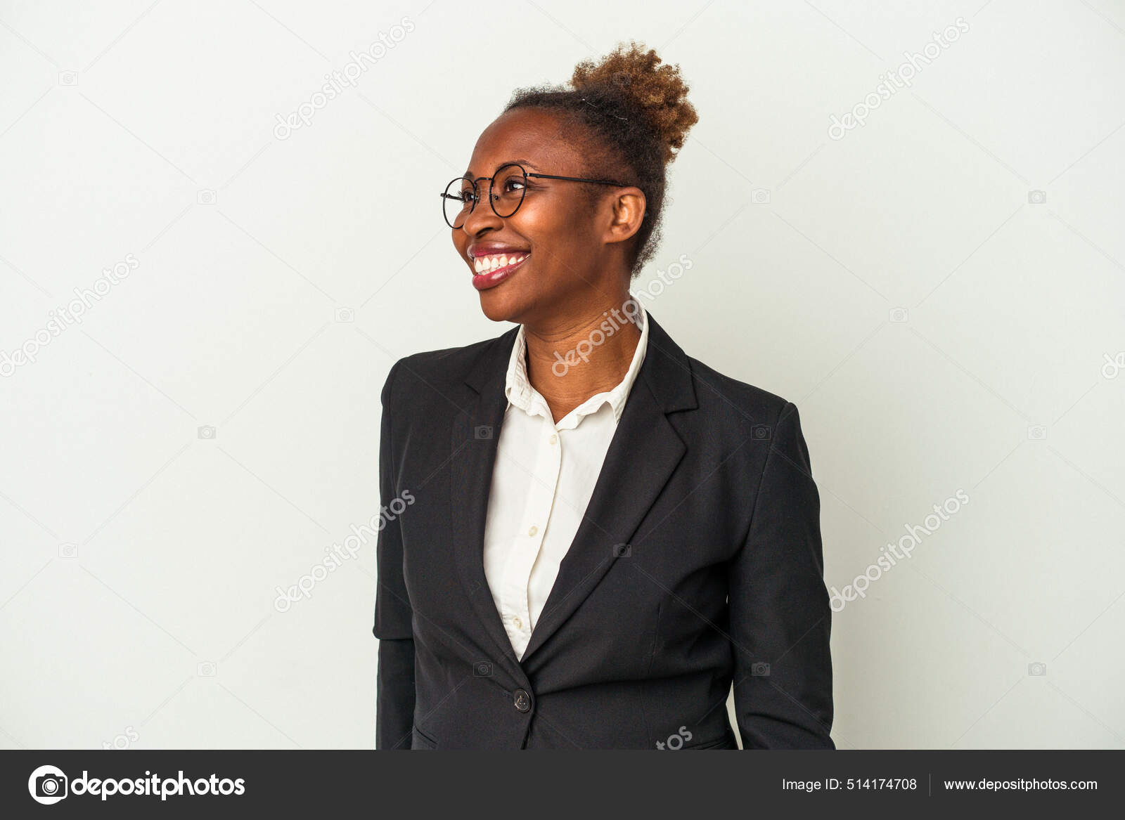 Young Business African American Woman Isolated White Background Looks ...