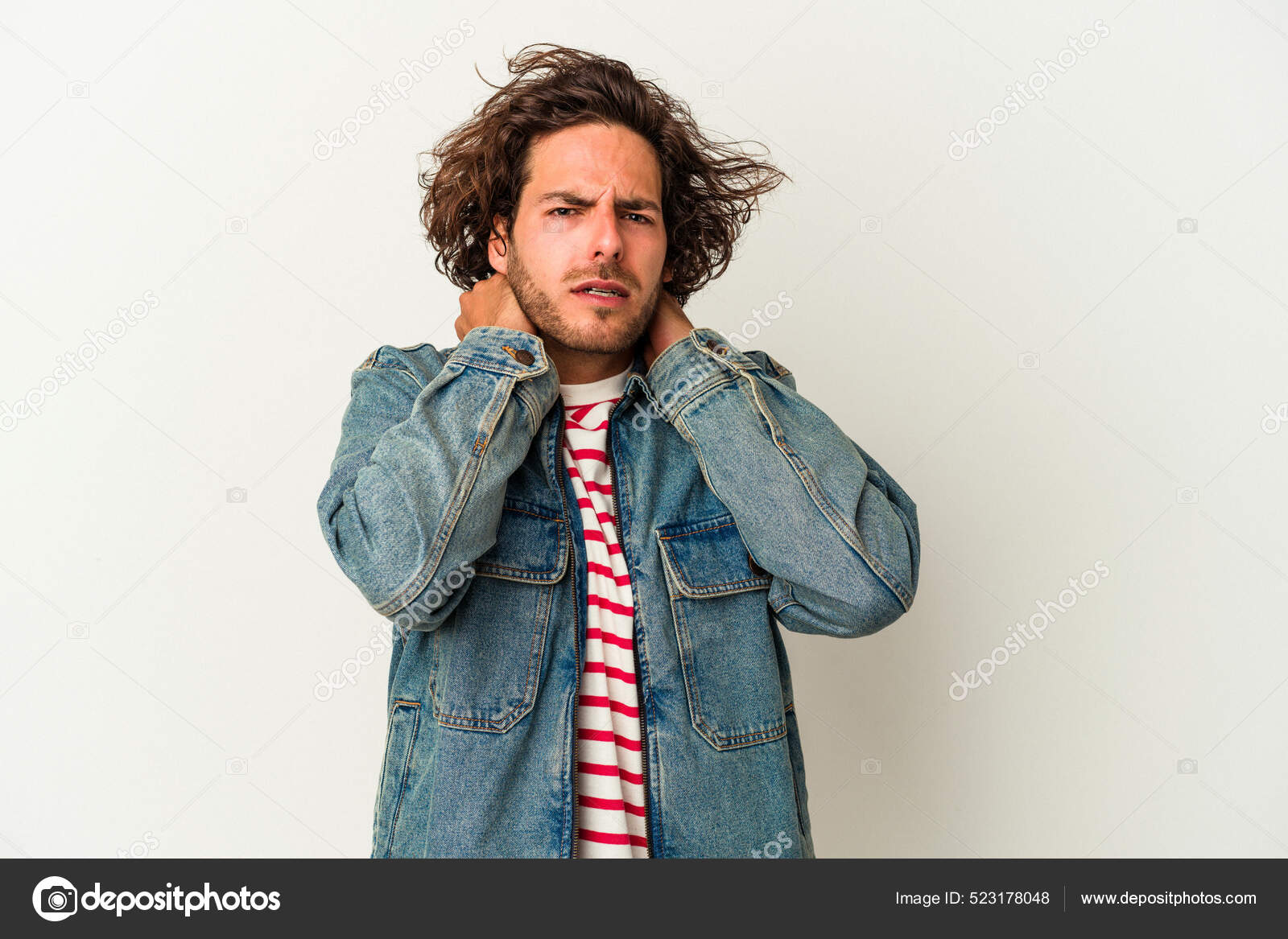 Young Caucasian Man Isolated White Background Touching Back Head ...