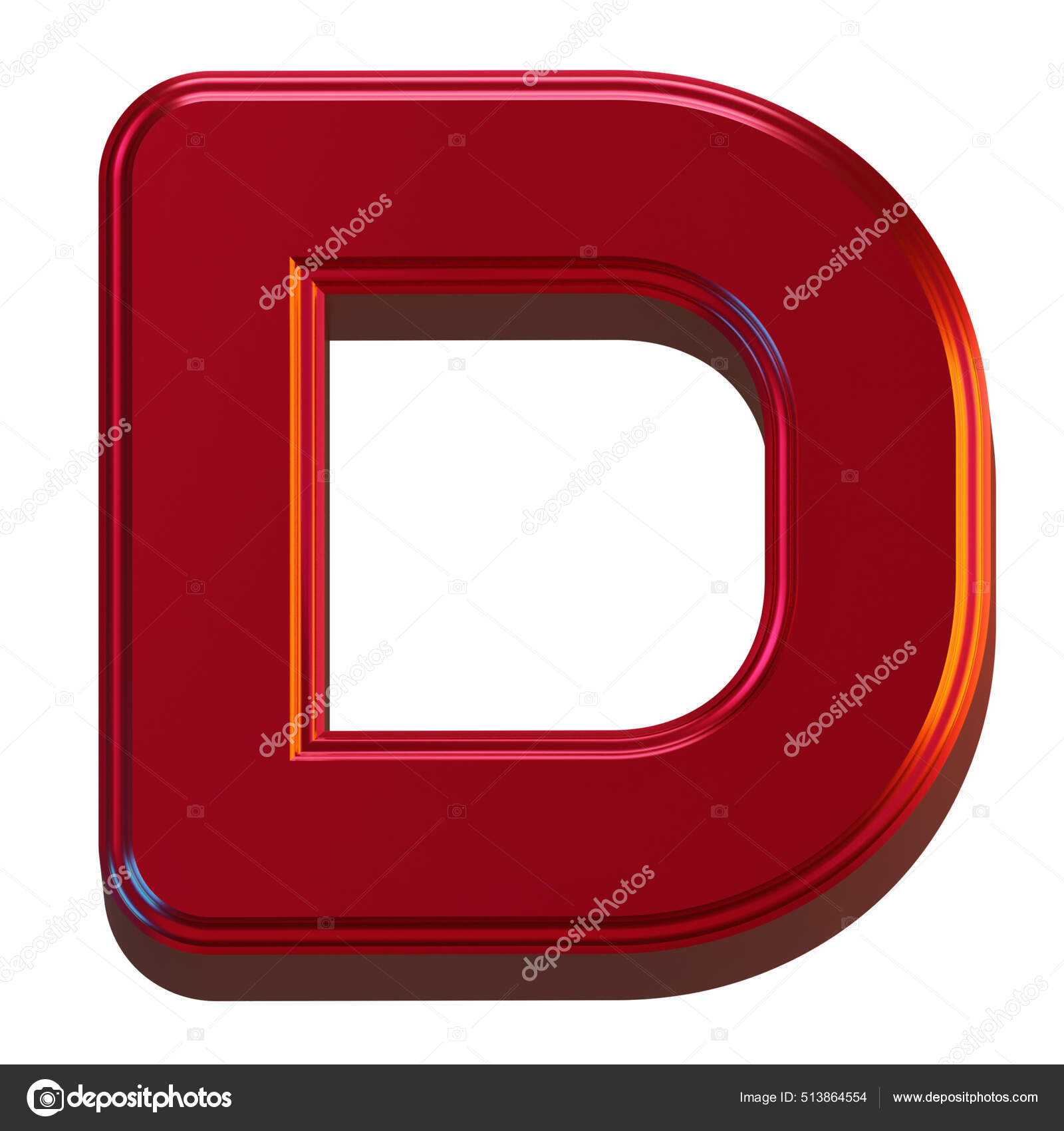 Letter Render Object Metallic Red Color Abstract Illustration — Stock ...