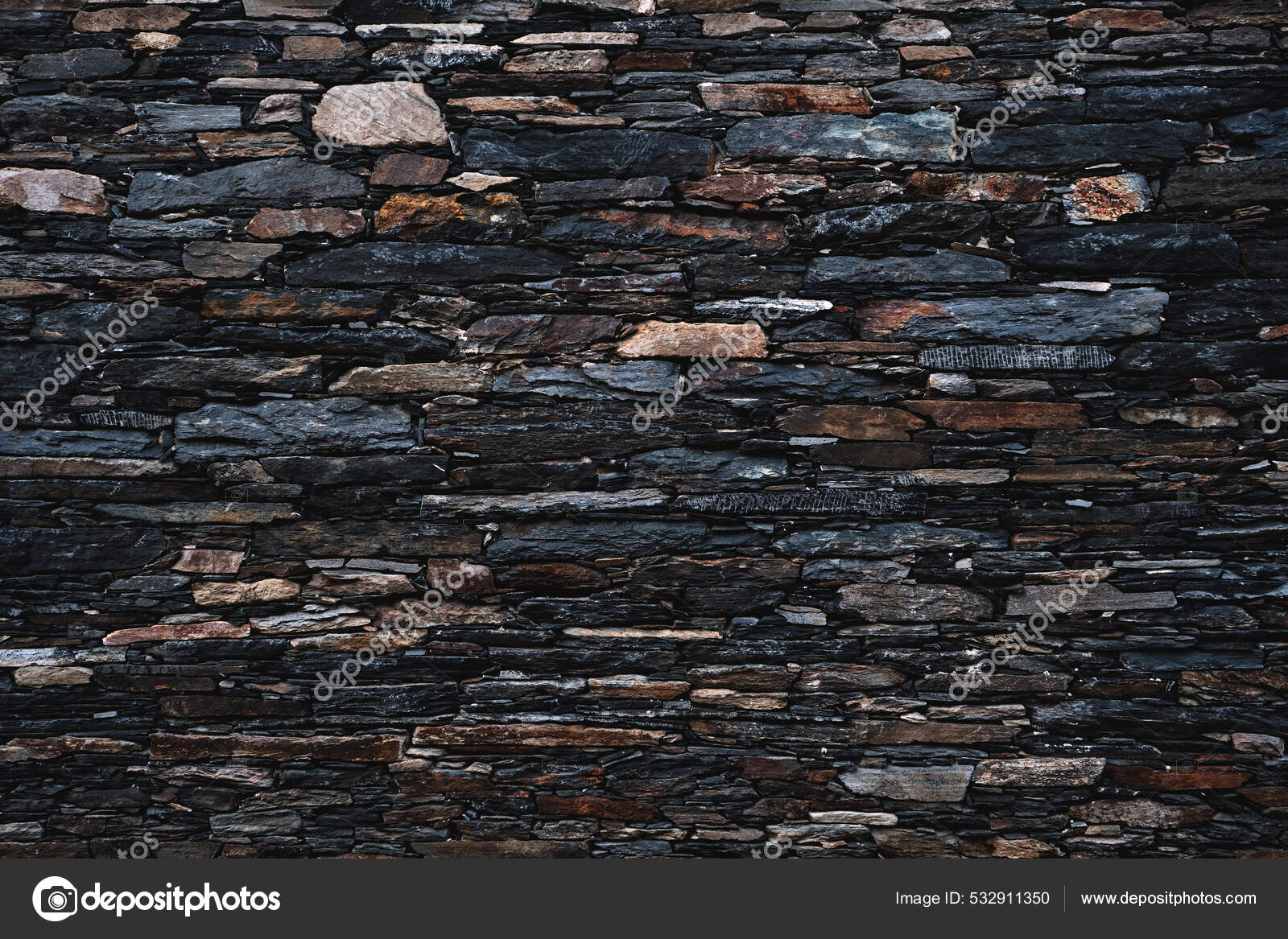 Old Rough Slate Stone Wall Traditional Construction Courel Mountains ...