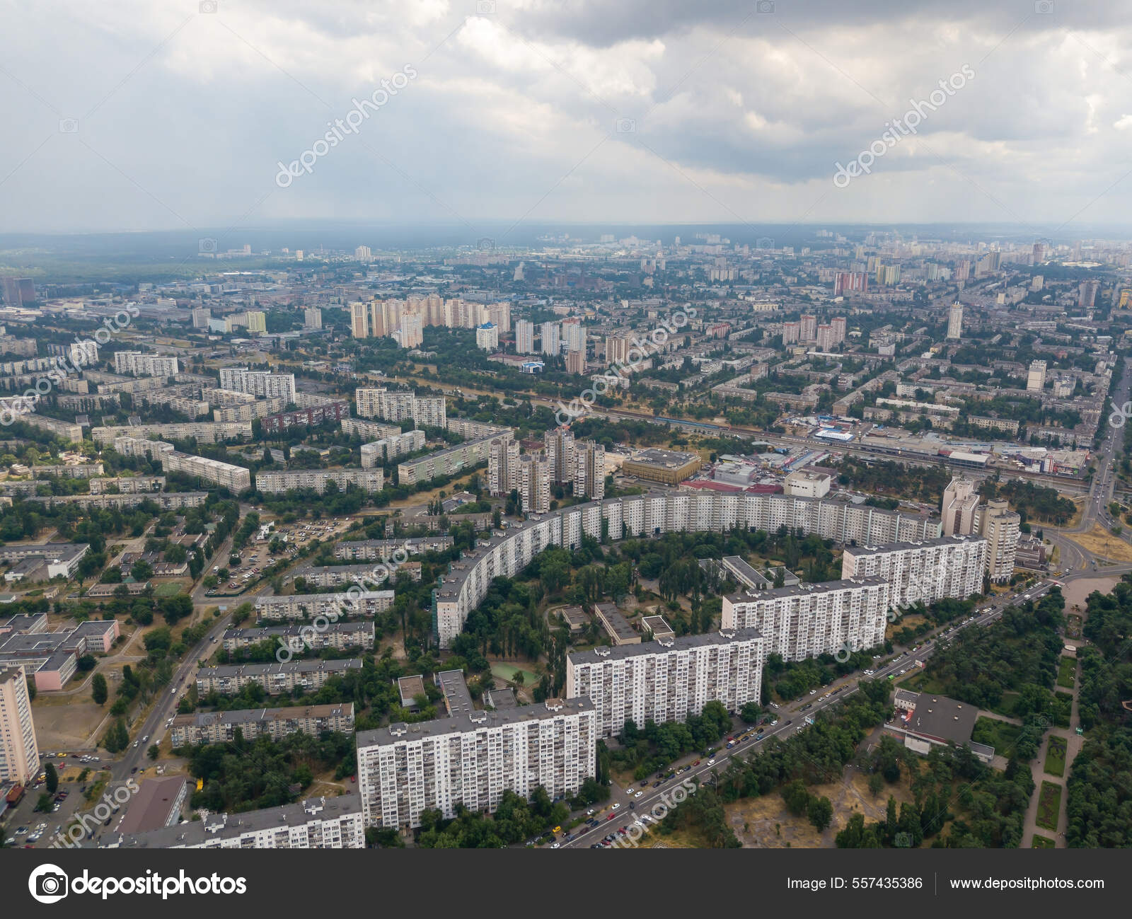 Sunset Kiev Rain Clouds Sky Aerial Drone View — Stock Photo © sergey ...