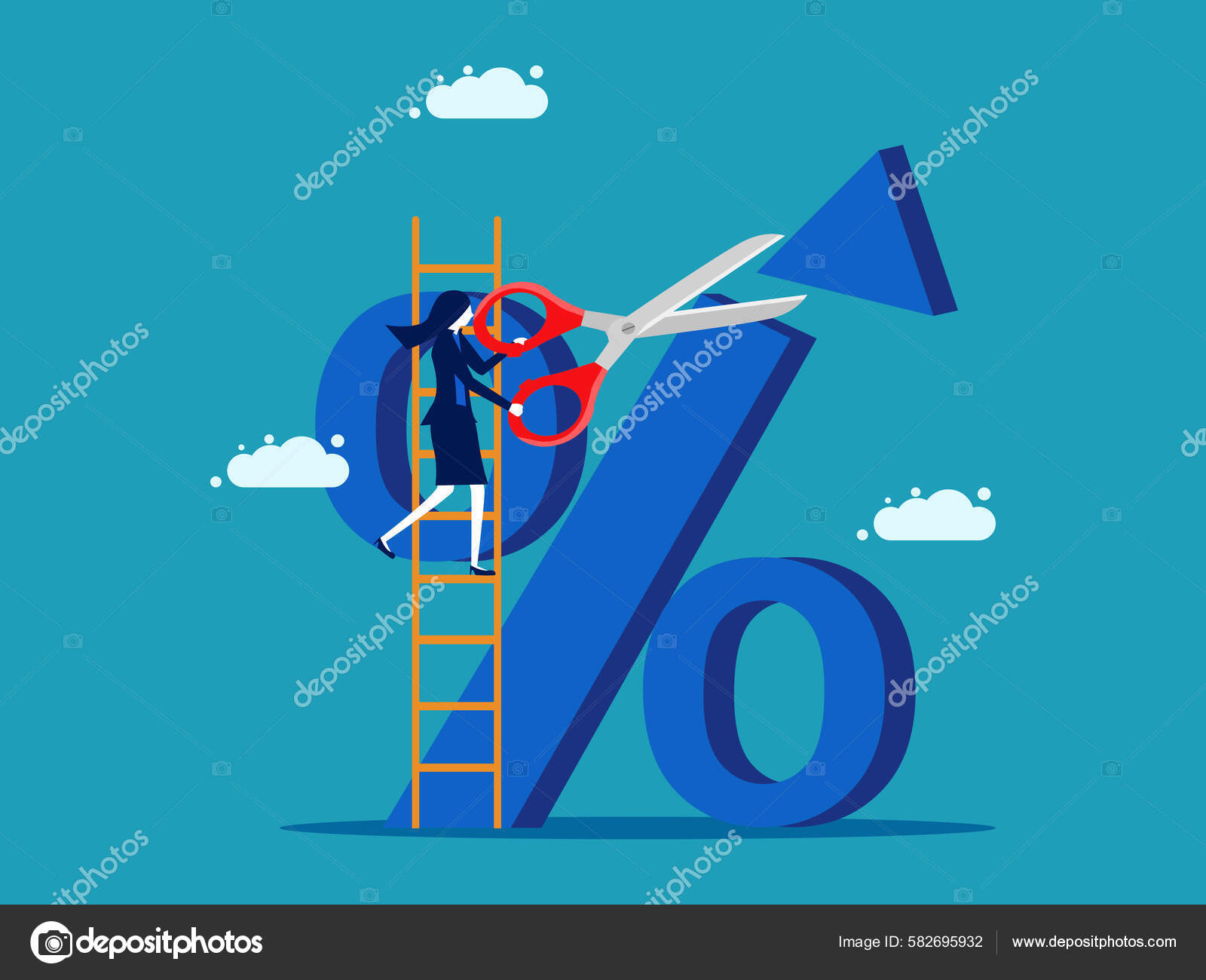 Control Interest Decrease Interest Rates Financial Concept Vector ...