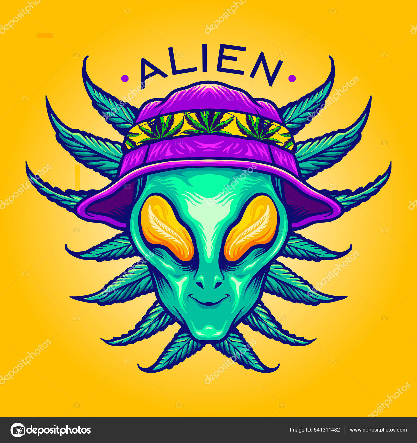 Alien Summer Weed Cannabis Mascot Vector Illustrations Your Work Logo ...