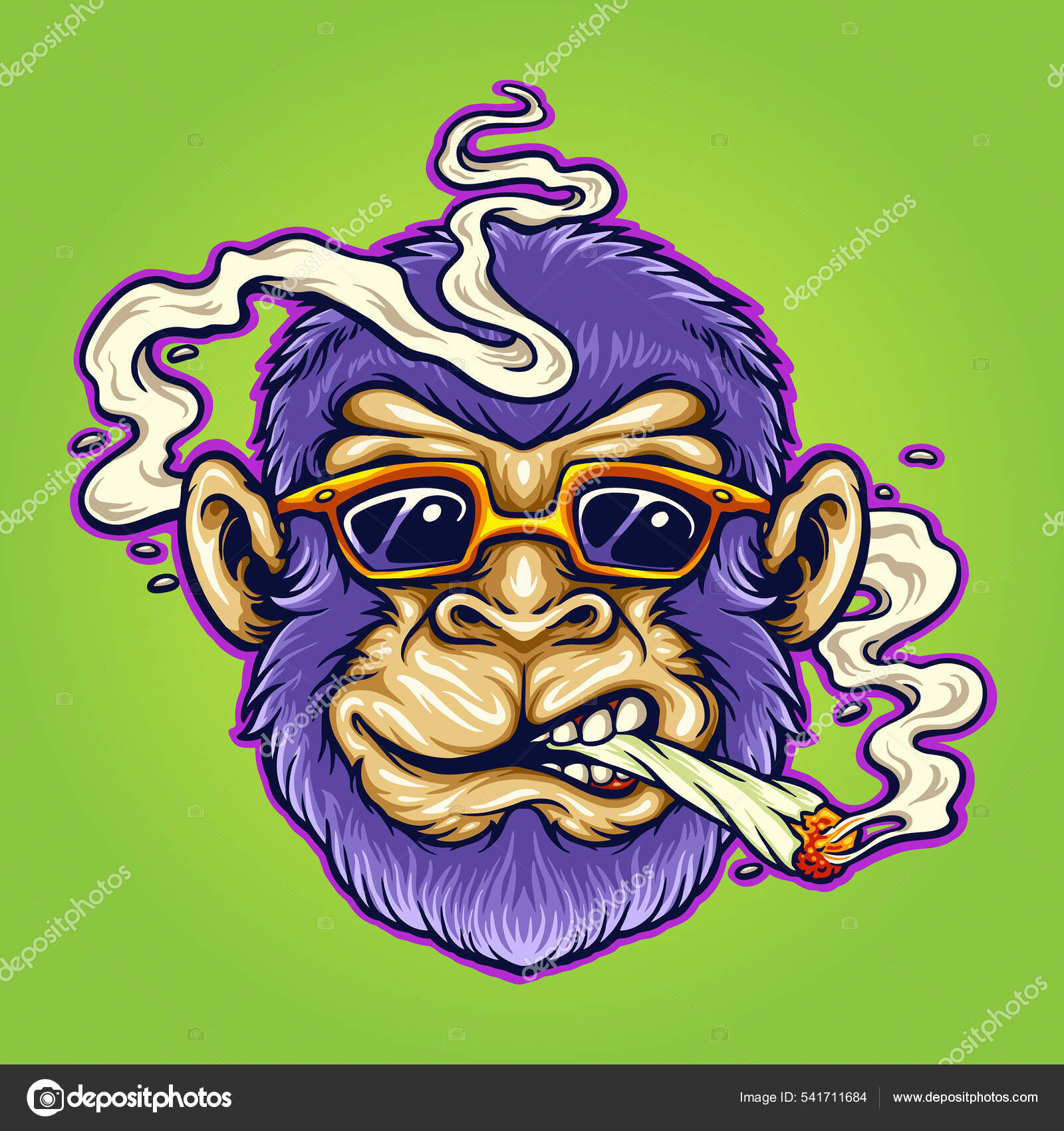 Cool Monkey Stoner Cannabis Smoking Vector Illustrations Your Work Logo ...