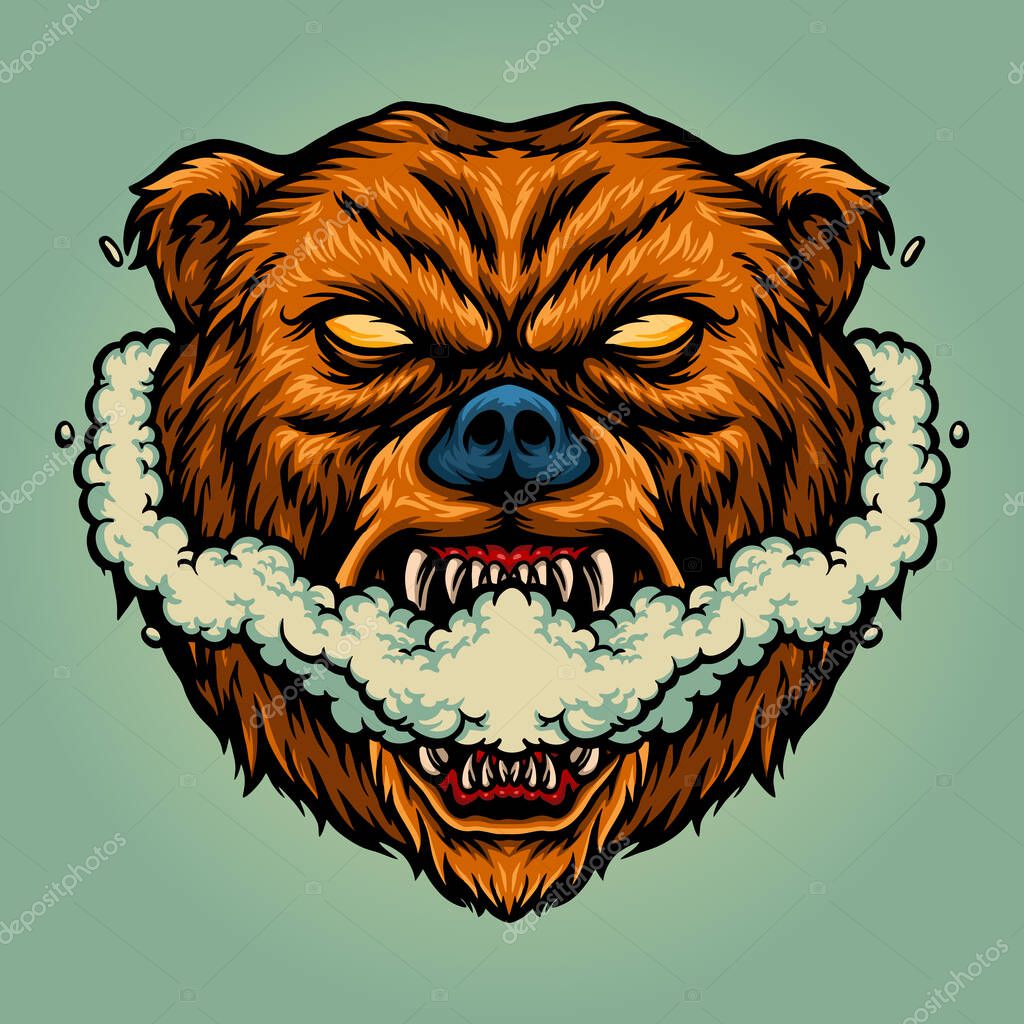 Oso fumador Vape Grizzly Vector ilustraciones para su trabajo Logotipo ...