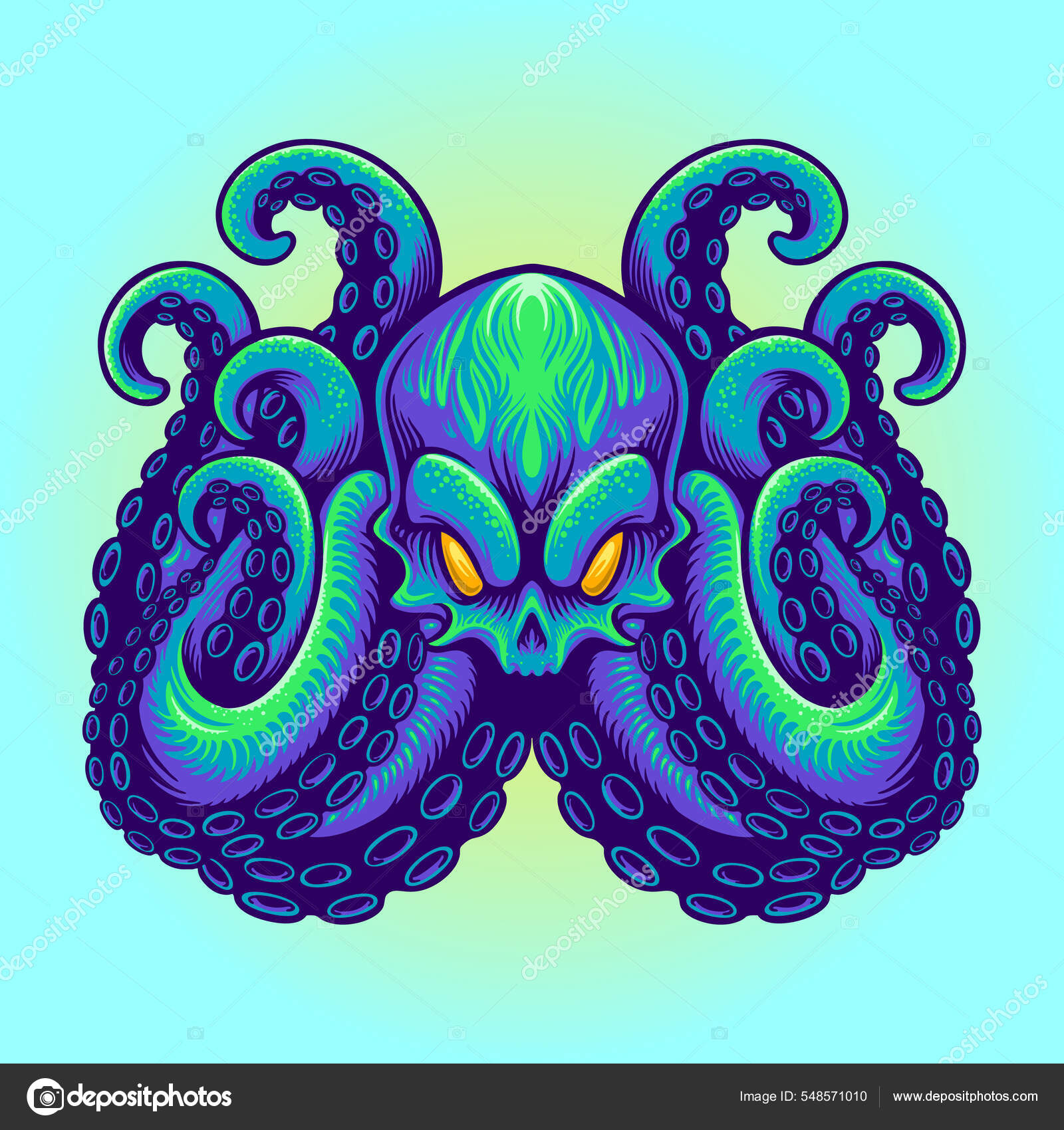 Maskot Marah Maskot Biru Gurita Logo Maskot Vektor Ilustrasi Untuk ...