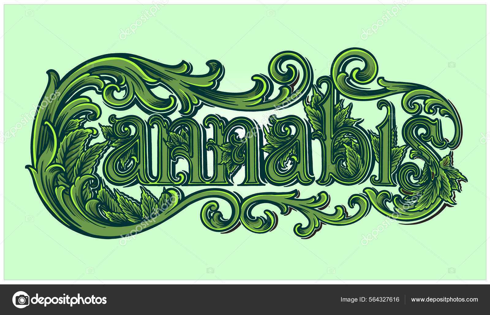 Classic Luxury Cannabis Word Lettering Vector Illustrations Your Work ...