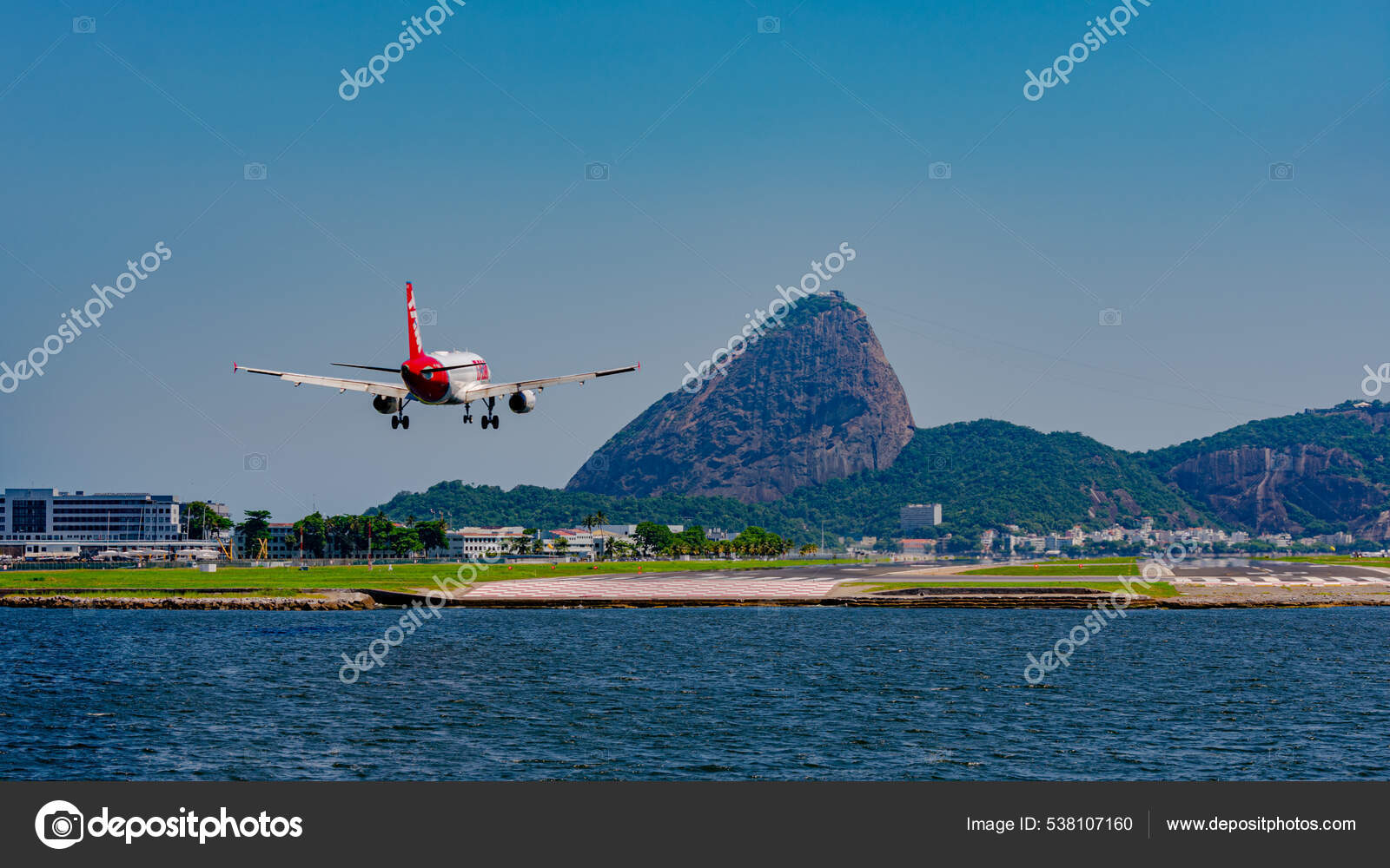 Rio Janeiro Brazil Circa 2020 Commercial Plane Landing Runway Santos ...
