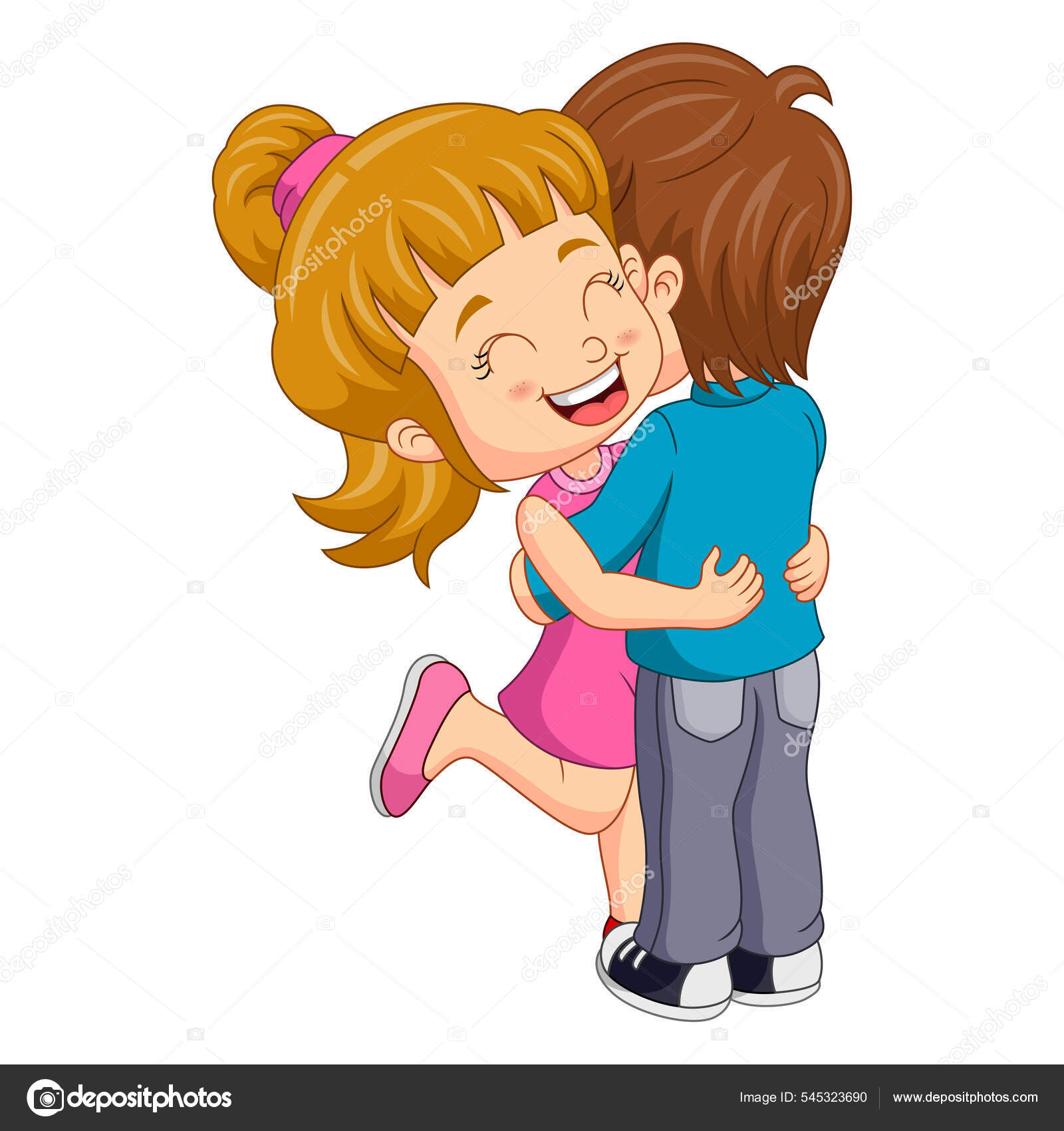 Imágenes Animadas De Abrazos Tierna Ilustración De Dibujos Animados