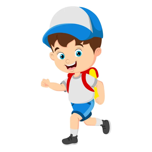 Vector Illustration Happy Cute Little Runner Boy Cartoon Stock Vector ...