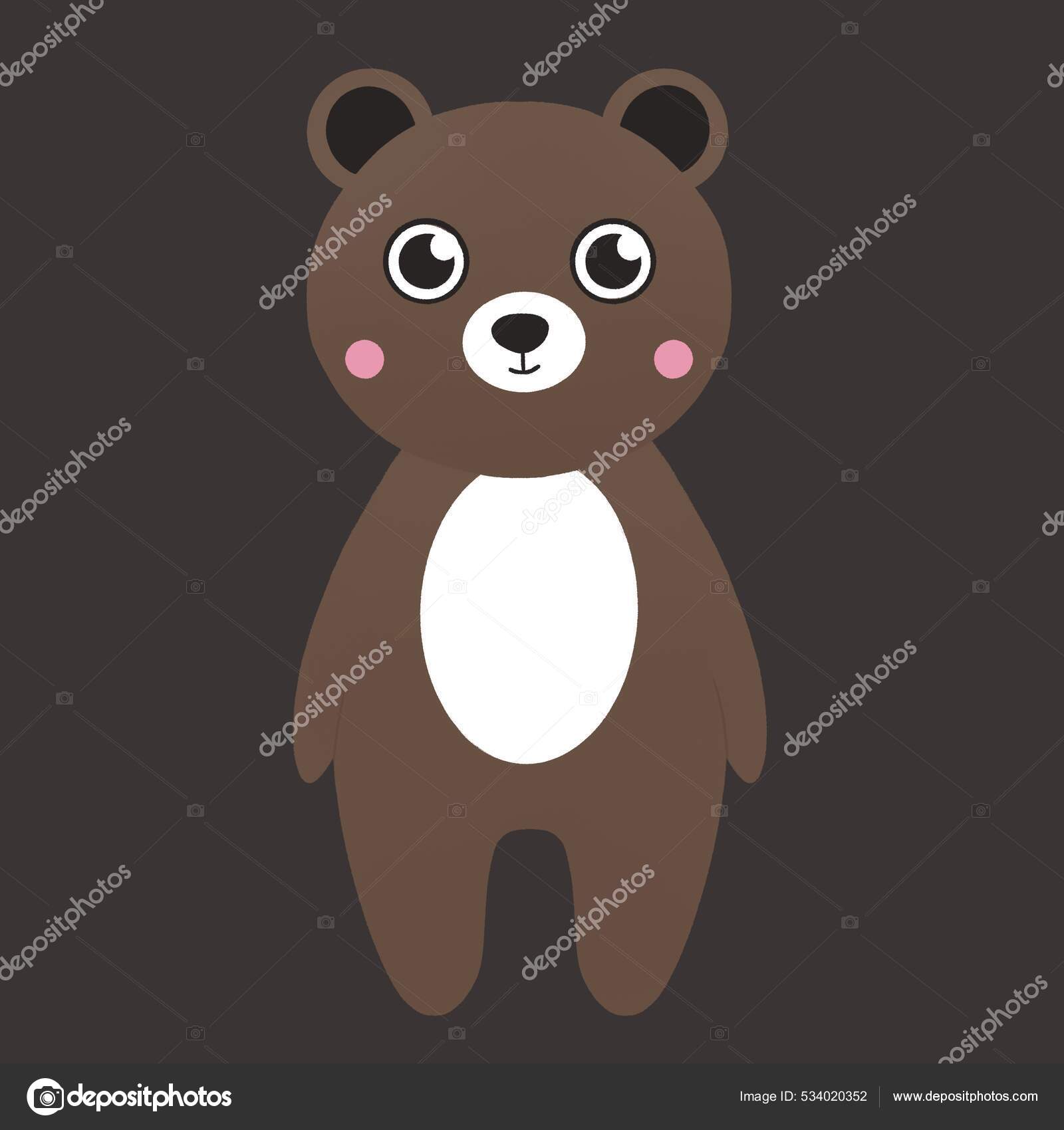 Cute Brown Bear Pink Cheeks Stock Illustration by ©dianahaharina #534020352