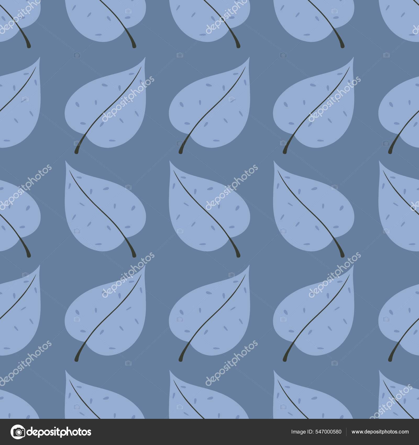 Simple Cute Floral Pattern Beautiful Little Blue Leaves Plant White ...