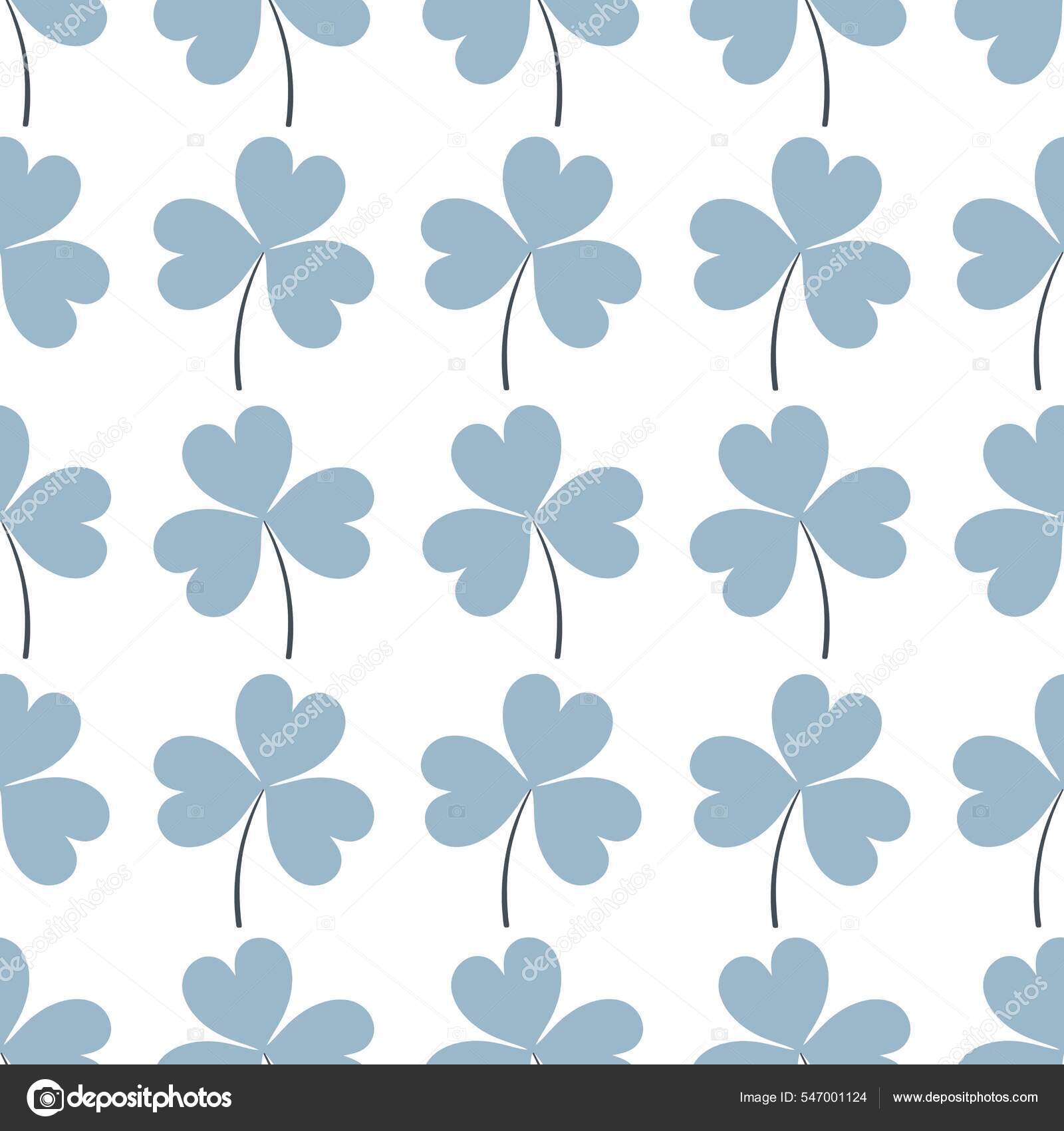 Simple Cute Floral Pattern Beautiful Little Blue Leaves Plant White ...
