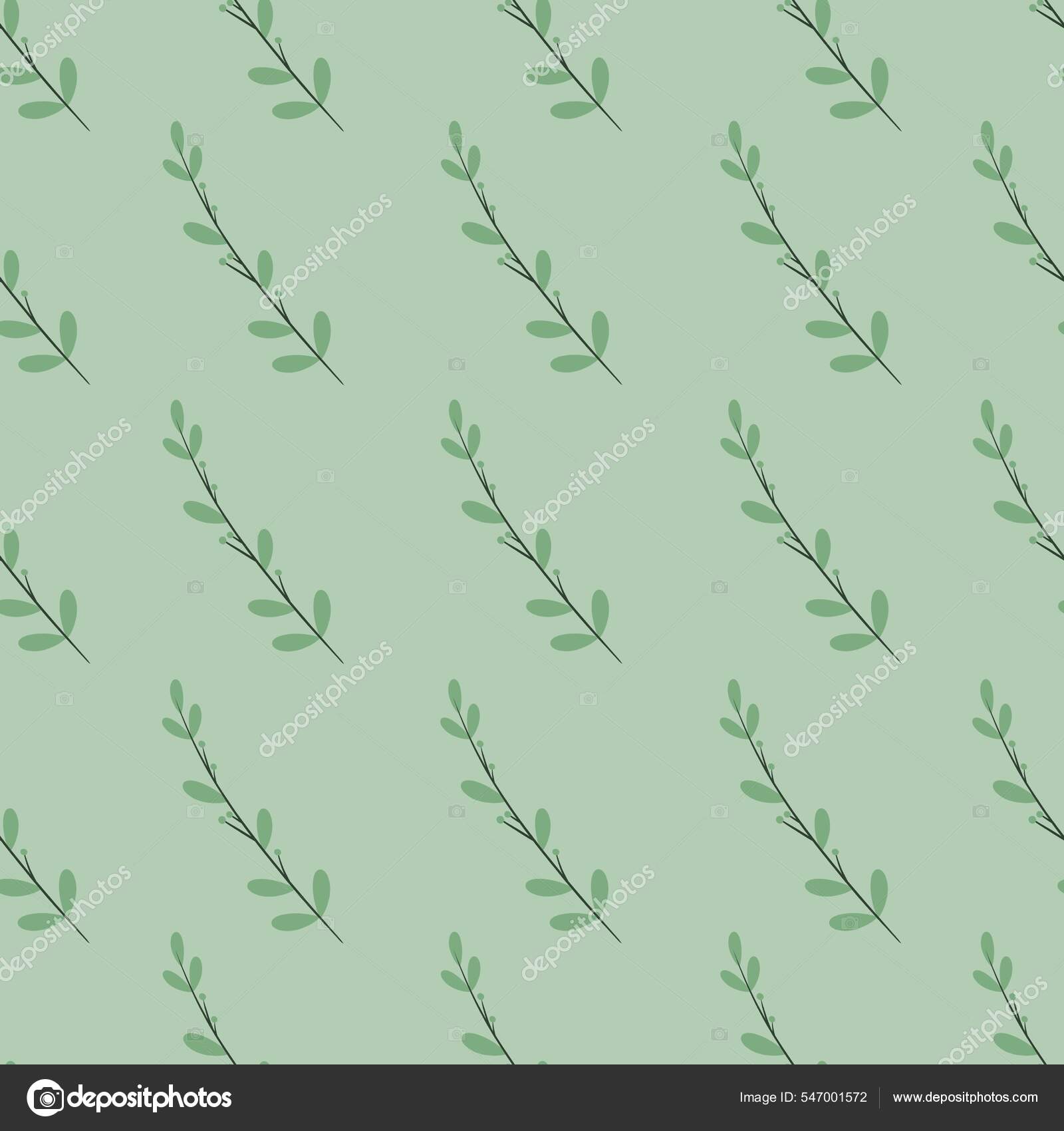 Simple Cute Floral Pattern Beautiful Little Leaves Plant Light Green ...