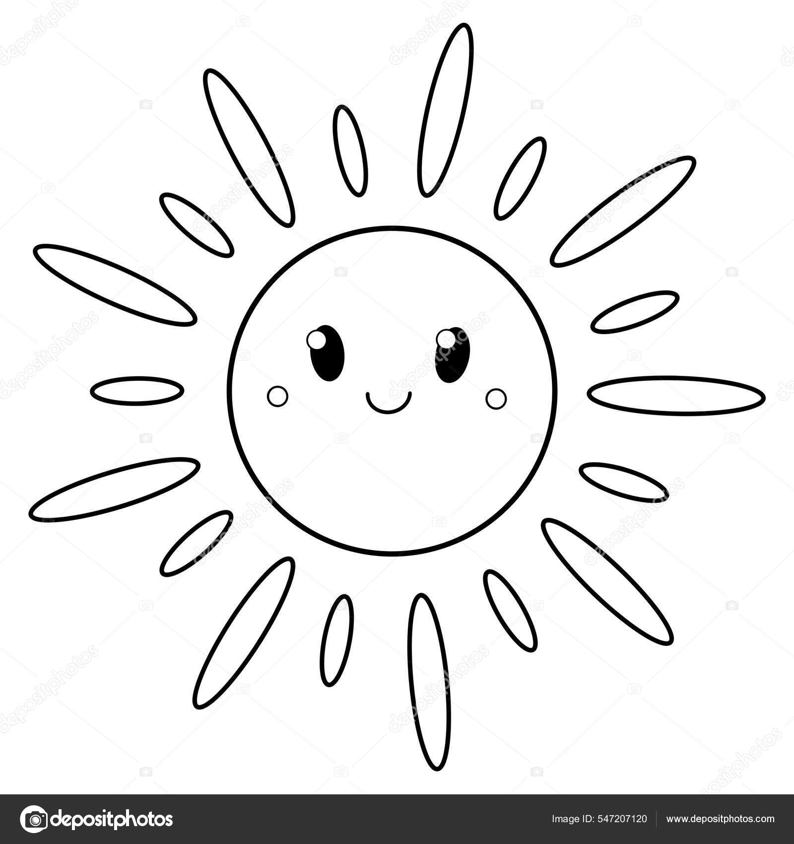 Cute Children's Summer Coloring Page Joyful Sun Stock Photo by ...
