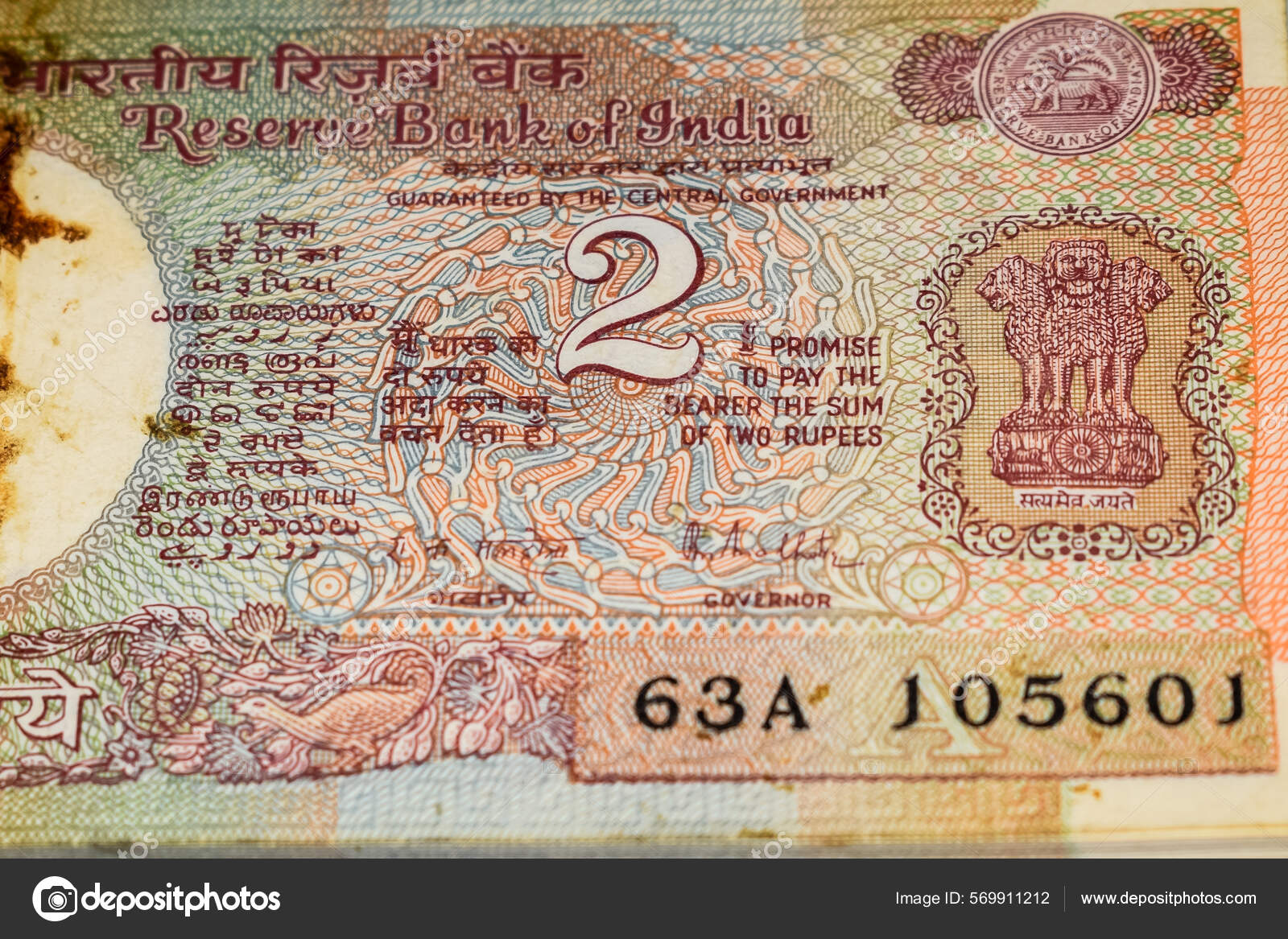 Old Two Rupee Notes Combined Table India Money Rotating Table — Stock ...