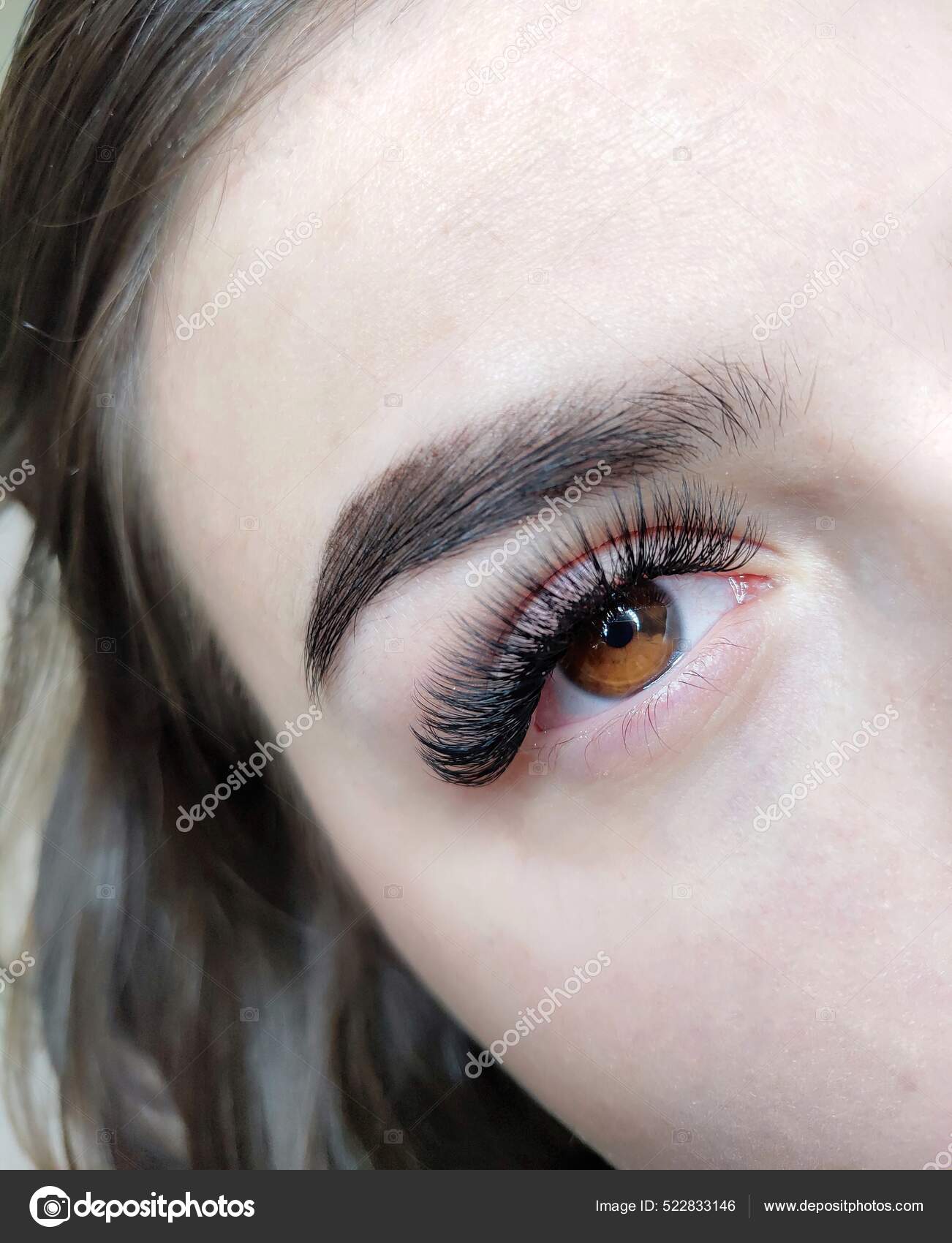 Lash Extensions Beauty Salon Macro Eye Top View — Stock Photo ...