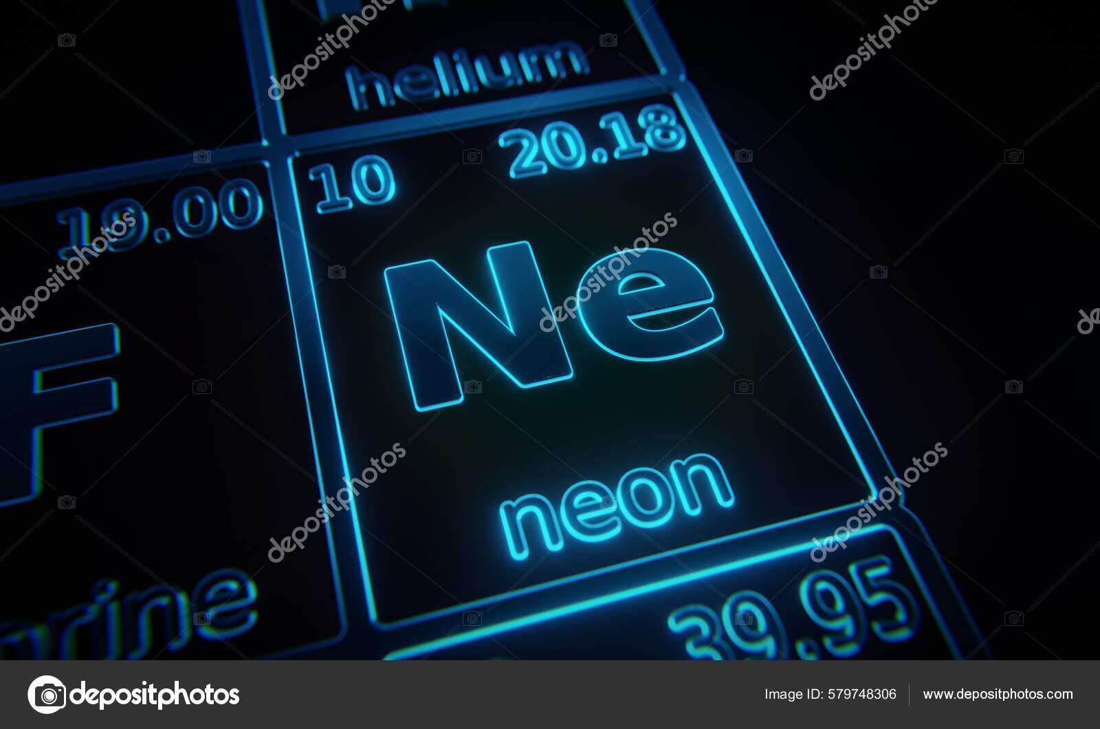 Focus Chemical Element Neon Illuminated Periodic Table Elements ...