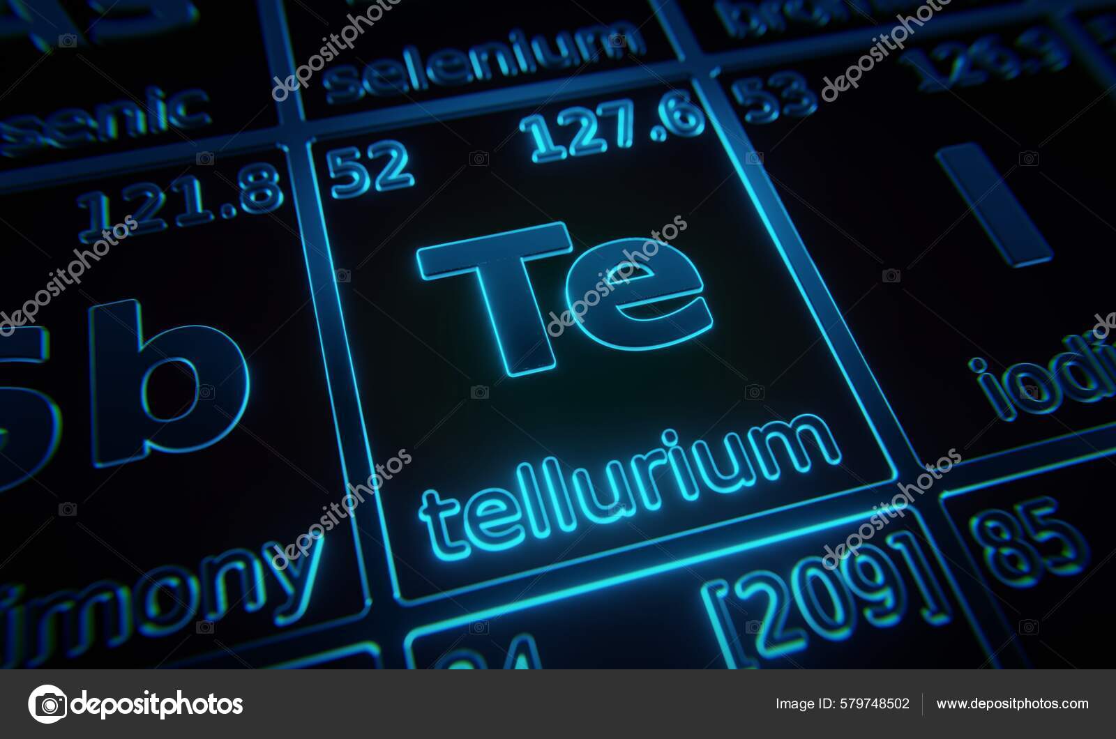Focus Chemical Element Tellurium Illuminated Periodic Table Elements ...
