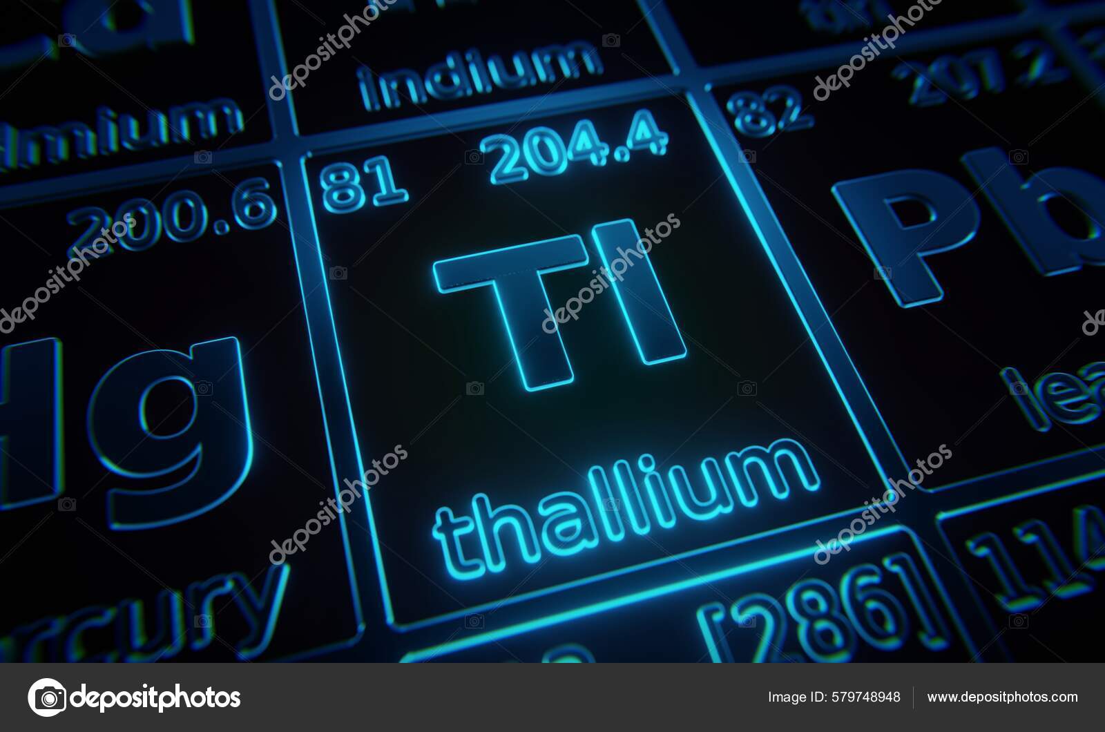 Focus Chemical Element Thallium Illuminated Periodic Table Elements ...