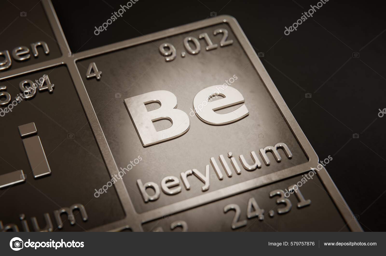 Highlight Chemical Element Beryllium Periodic Table Elements Rendering ...