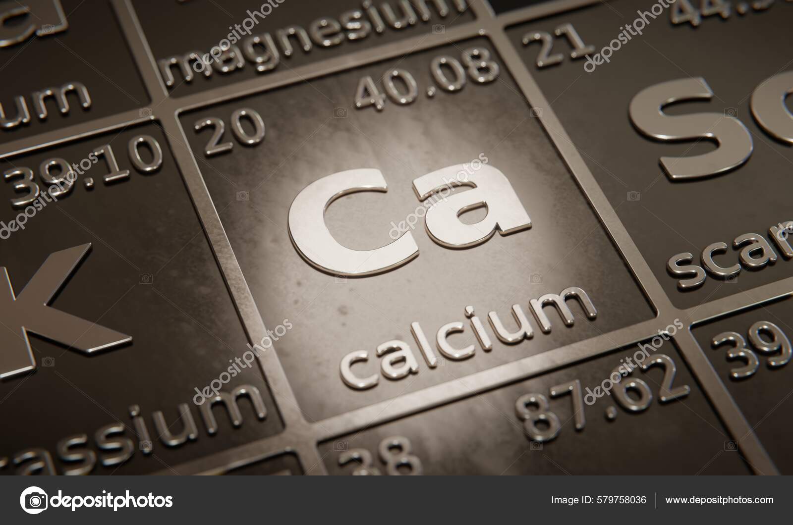 Highlight Chemical Element Calcium Periodic Table Elements Rendering ...
