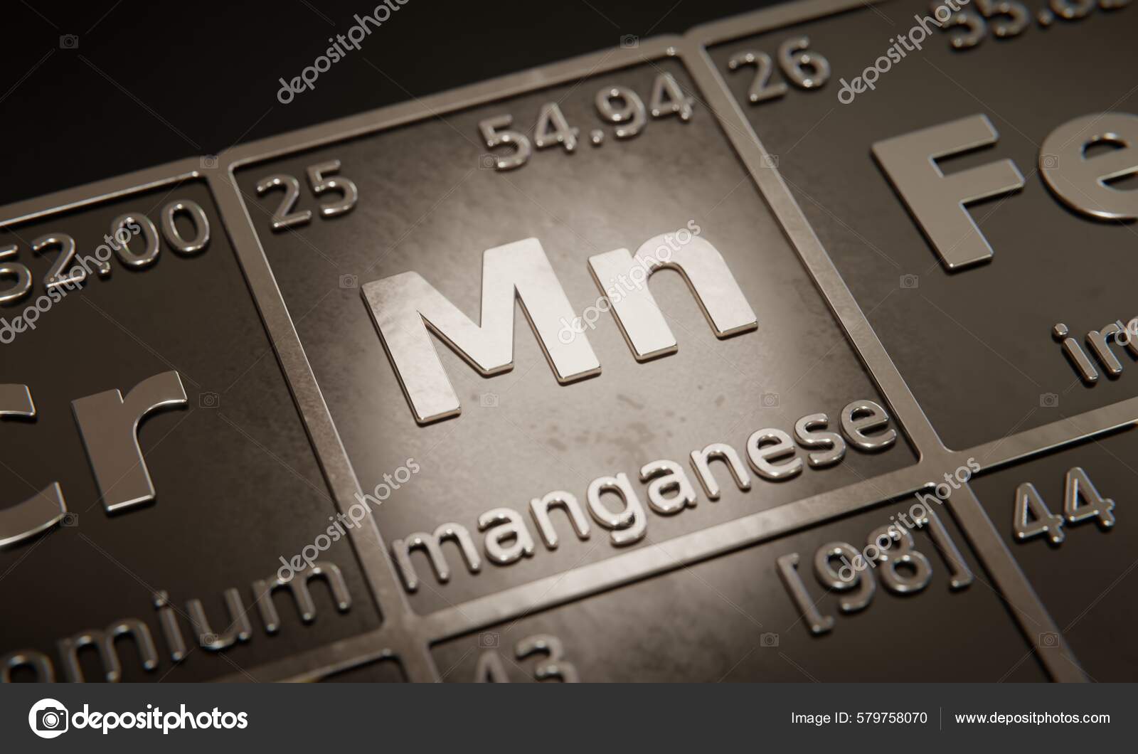 Highlight Chemical Element Manganese Periodic Table Elements Rendering ...