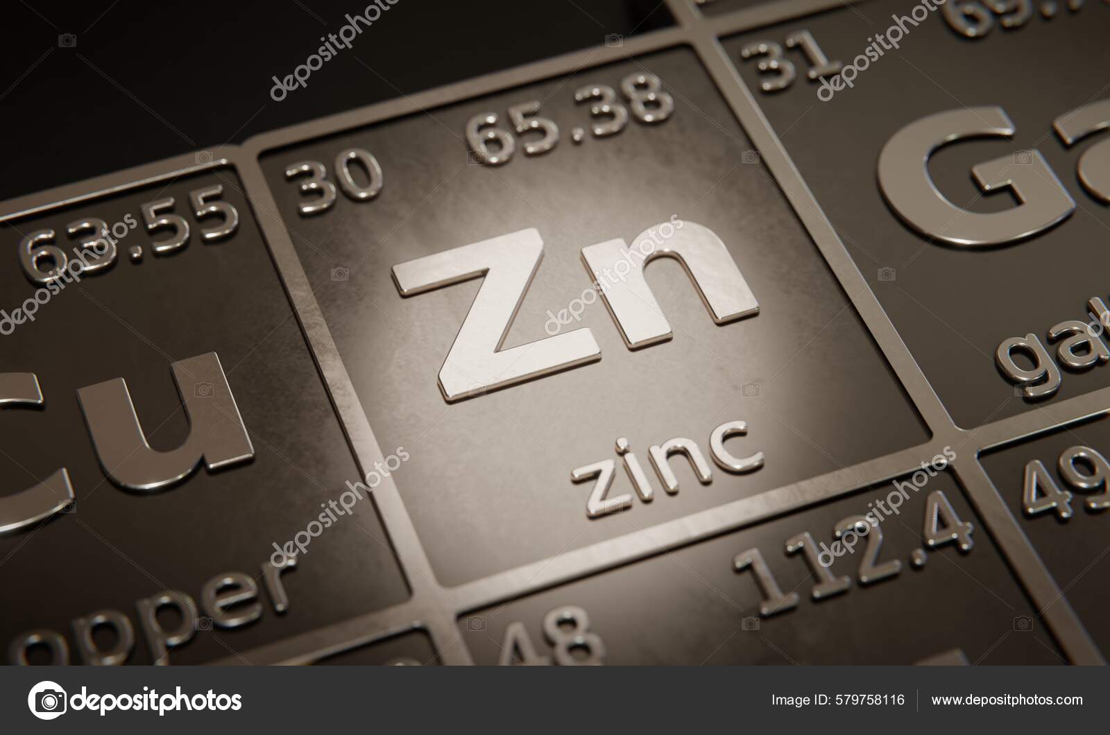 Highlight Chemical Element Zinc Periodic Table Elements Rendering ...
