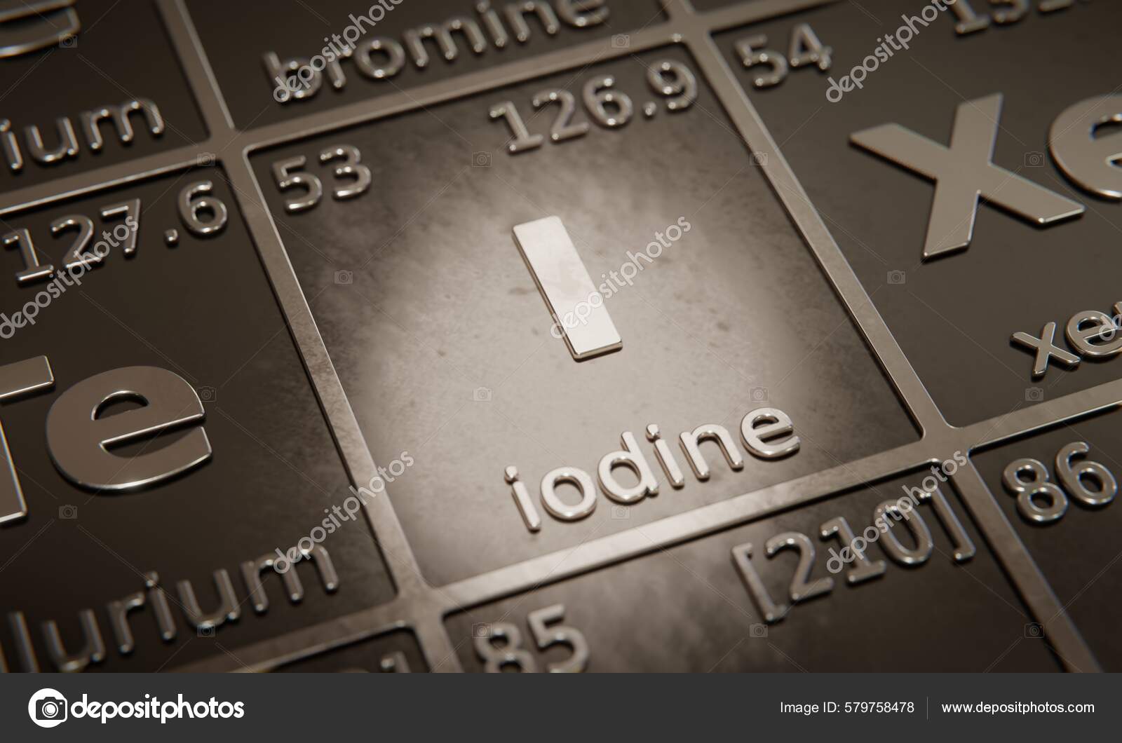 Highlight Chemical Element Iodine Periodic Table Elements Rendering ...