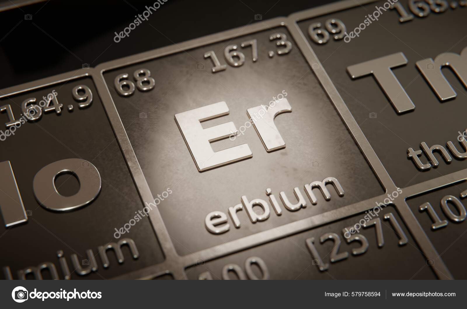 Highlight Chemical Element Erbium Periodic Table Elements Rendering ...