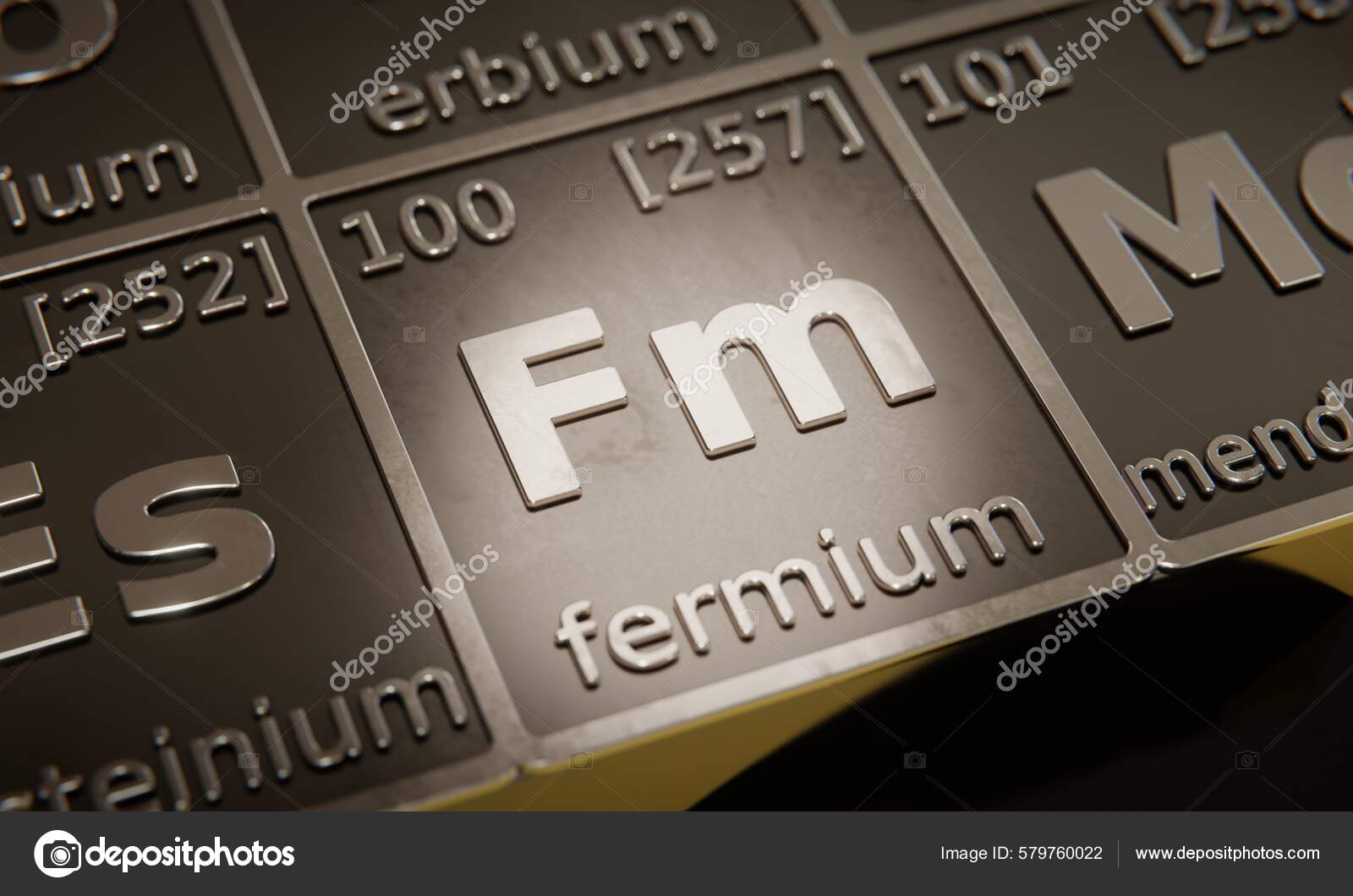 Highlight Chemical Element Fermium Periodic Table Elements Rendering ...