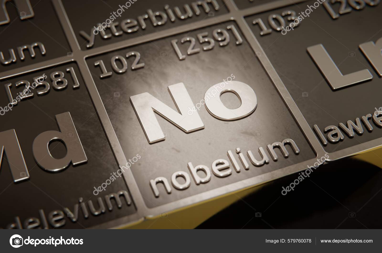 Highlight Chemical Element Nobelium Periodic Table Elements Rendering ...