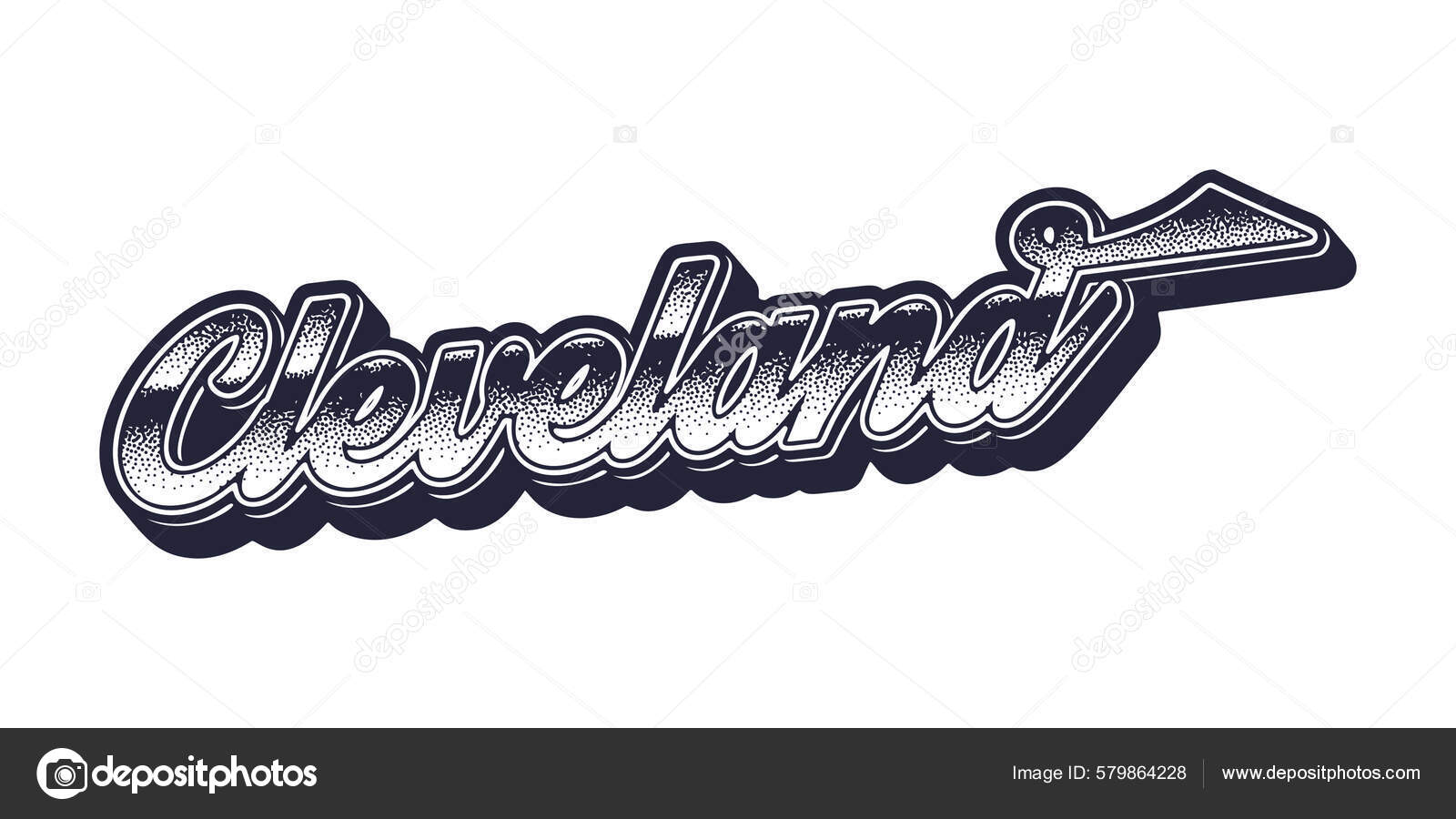 Cleveland City Name Retro Three Dimensional Graphic Style Stock Vector ...