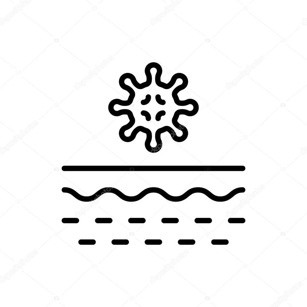 Bacterias en Skin Line Icon. Microorganismos en la Estructura de Dermis Esquema Icono. Capa de ...