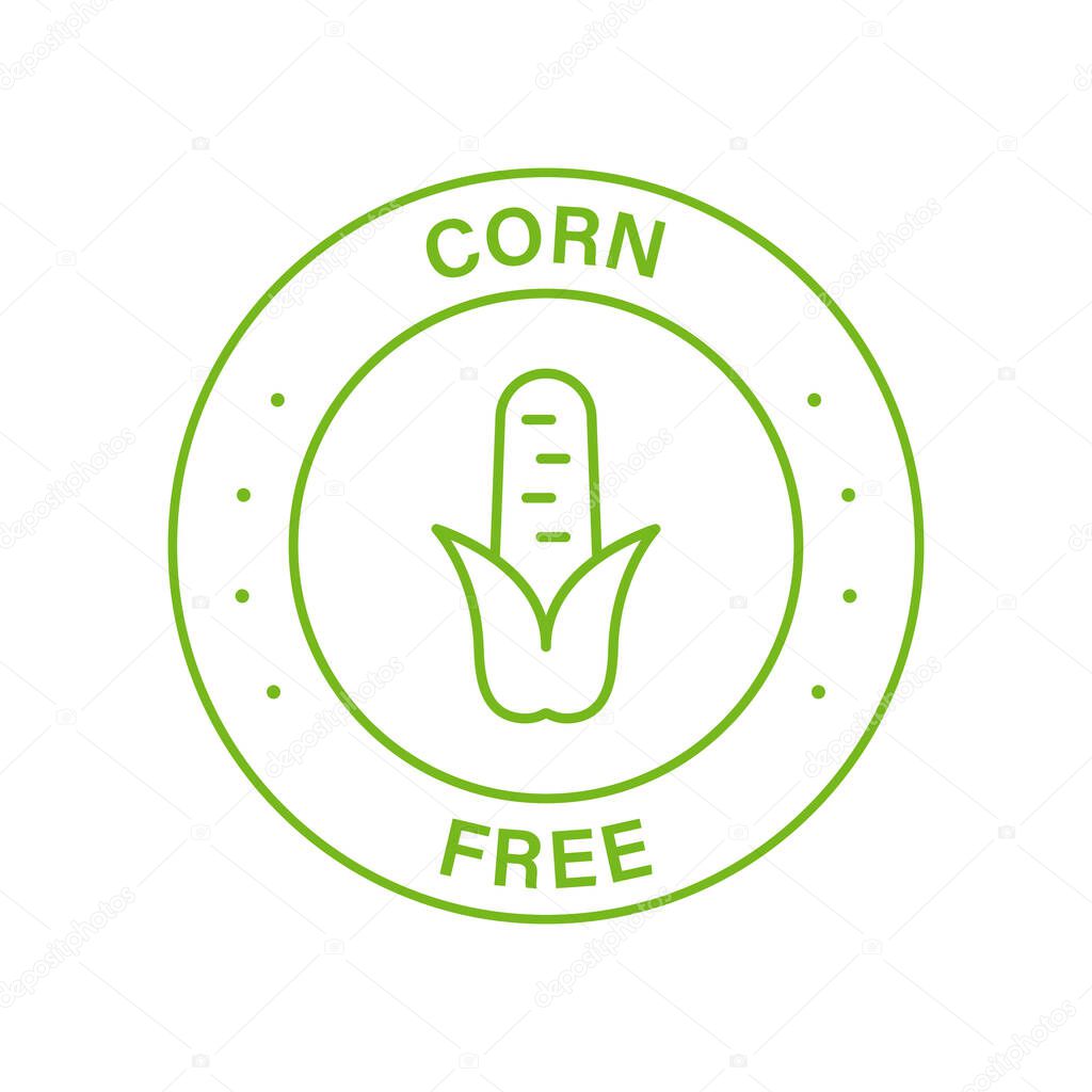 Corn Free Green Circle Stamp. Free Fructose Corn Syrup Line Icon. No ...