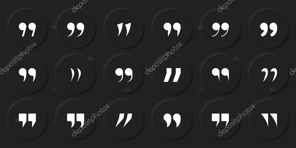 Set of Quotation Mark Icon. Double Comma Silhouette Signs of Quote ...
