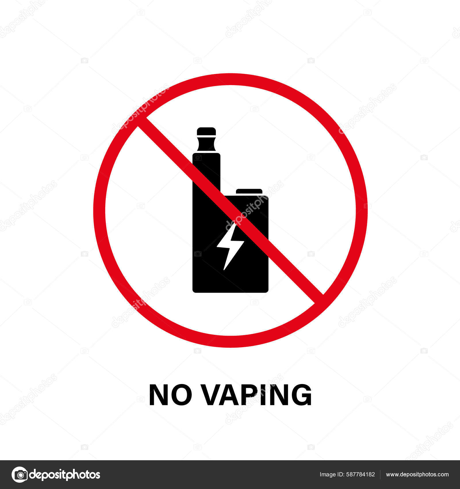 Forbidden Electronic Cigarette Black Silhouette Icon Vaping Prohibited ...