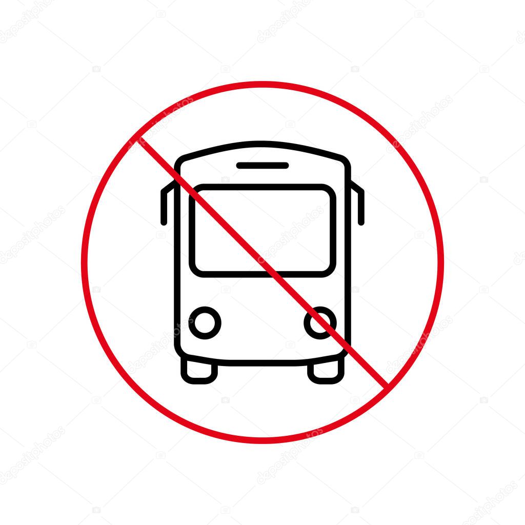 Prohibición de la estación de autobuses Black Line Icon. Pictograma ...