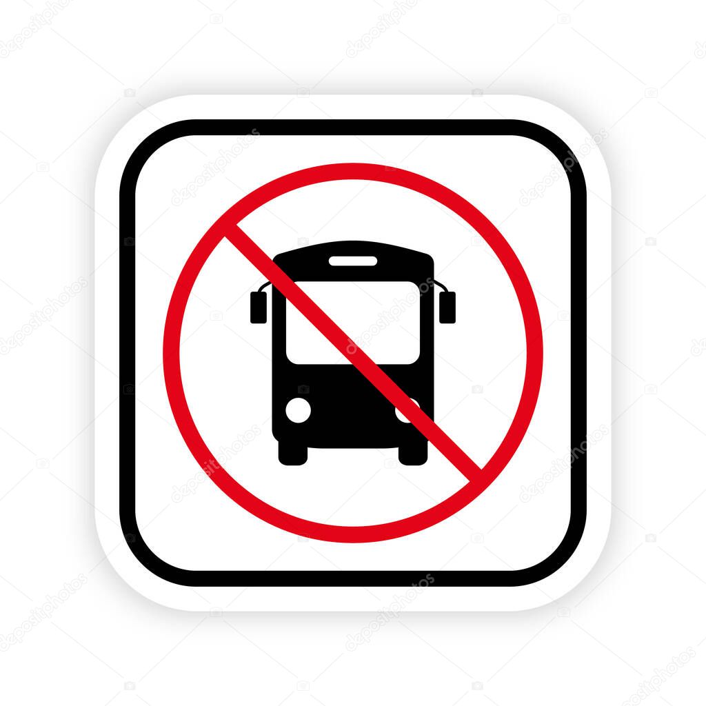 Bus Station Ban Black Silhouette Icon. School Shuttle Forbidden ...