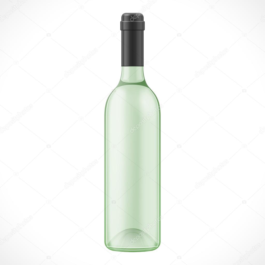 Green Glass Wine Cider Bottle On White Background Isolated Stock Vector