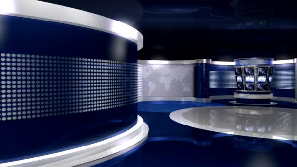 Blue Virtual News Studio With Globe Animation — Stock Video ...