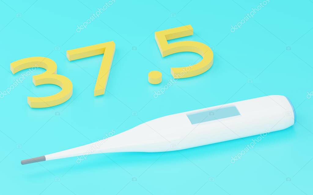 3DCG, termómetro y letras 3D de 37,5 grados 2024