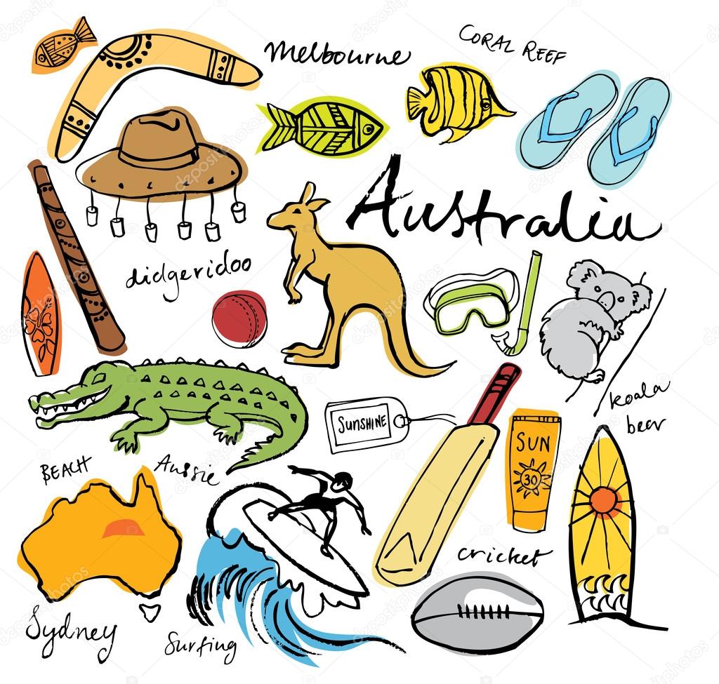 Collection of Australia doodle Stock Vector Image by ©OMW #48659395