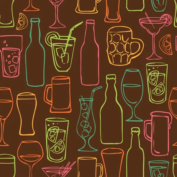 Drinks Vector Seamless Pattern Alcohol Beverages Background Brown ...
