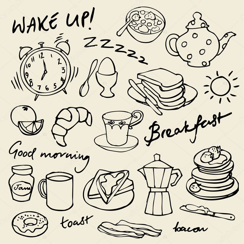Morning breakfast doodle vector set premium vector in Adobe Illustrator ... Morning breakfast doodle vector set premium vector in Adobe Illustrator ...