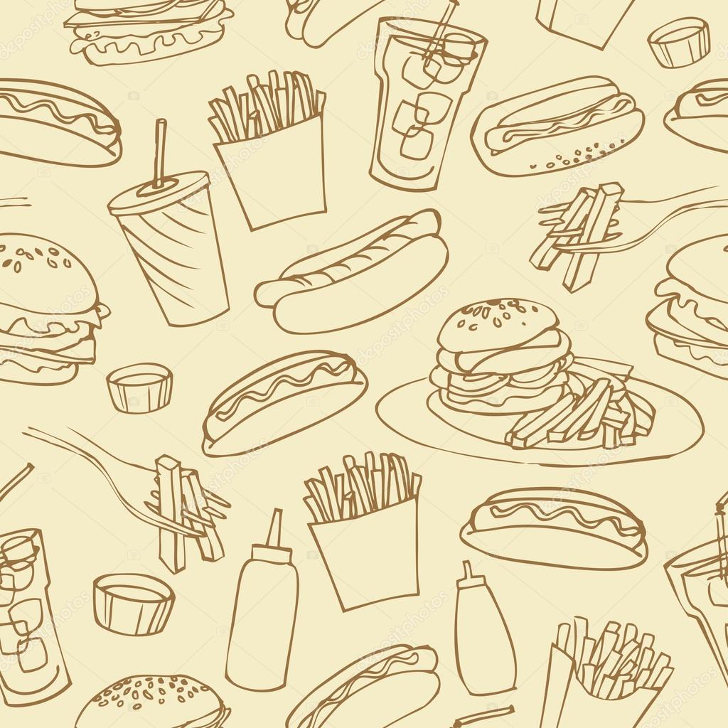 Fast food pattern Stock Vector by ©OMW 48690541 Fast food pattern Stock Vector by ©OMW 48690541
