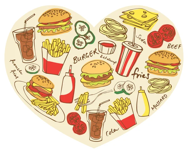 Sticker Set Fast Food Cartoon Vector Stock Vector Image by ...