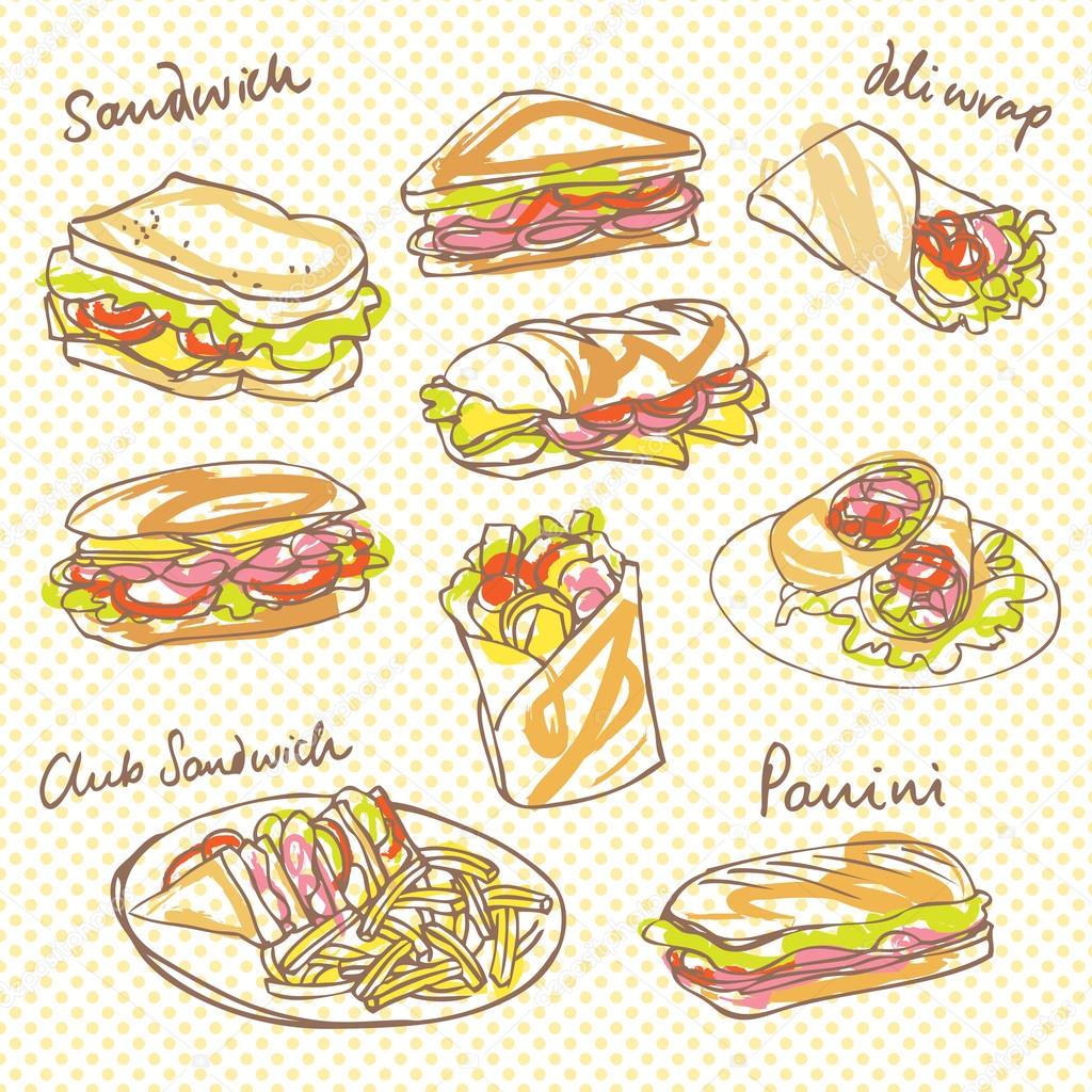 Sandwich Wrap Drawing